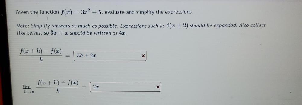 Solved Given the function f(x)=3x2+5, ﻿evaluate and simplify | Chegg.com