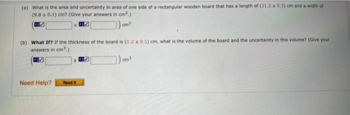 Solved (a) What is the area and uncertainty in area of one | Chegg.com