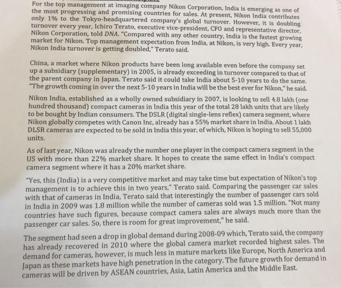 Solved the most progressing and promising countries for | Chegg.com