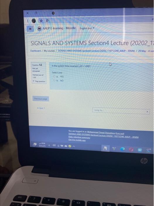 Solved : AAUP E-learning - Moodle English en SIGNALS AND | Chegg.com