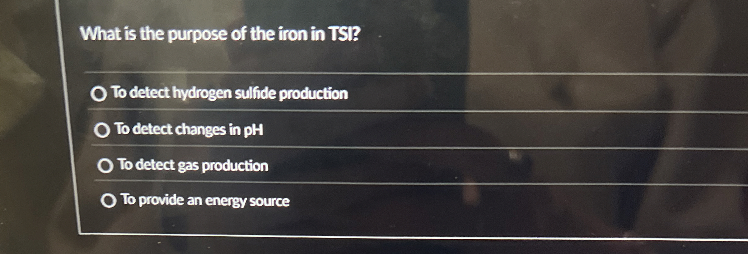 Solved What is the purpose of the iron in TSI?To detect | Chegg.com