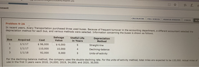 Solved Unman ament CALCULATOR FUL SCREEN PRINTER VERSION | Chegg.com