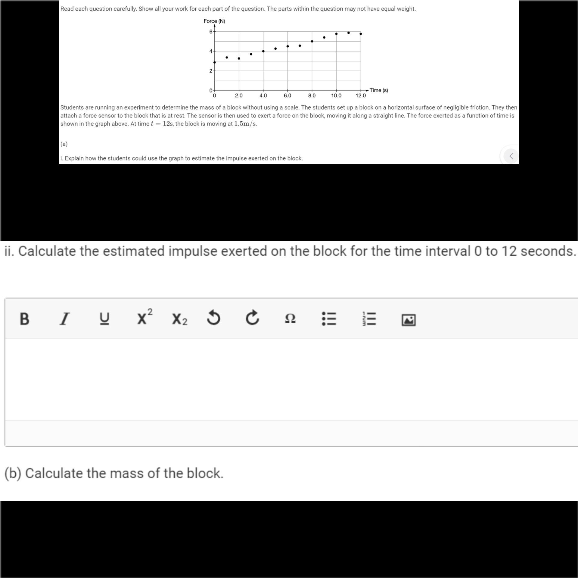Solved ii. ﻿Calculate the estimated impulse exerted on the | Chegg.com