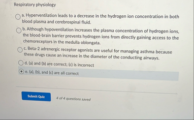 Solved Respiratory physiologya. ﻿Hyperventilation leads to a | Chegg.com