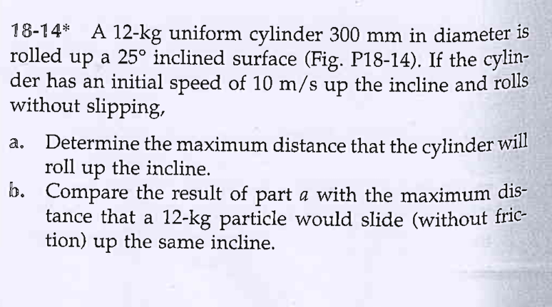 Solved A 12-kg uniform cylinder 300 ﻿mm in diameter is | Chegg.com