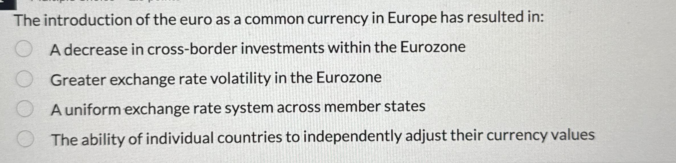 Solved The introduction of the euro as a common currency in | Chegg.com