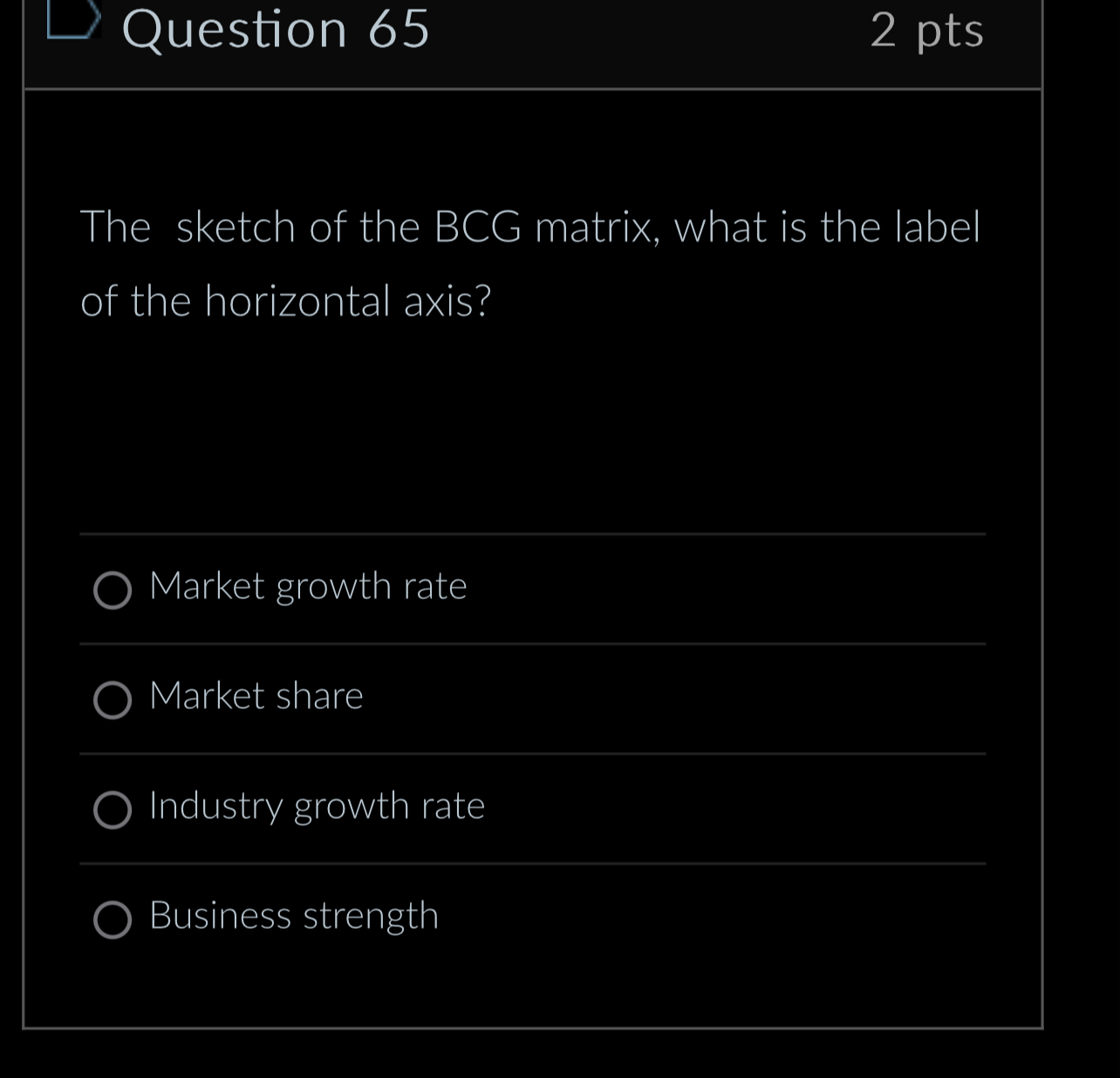 Solved Question 652ptsThe sketch of the BCG matrix, what is | Chegg.com