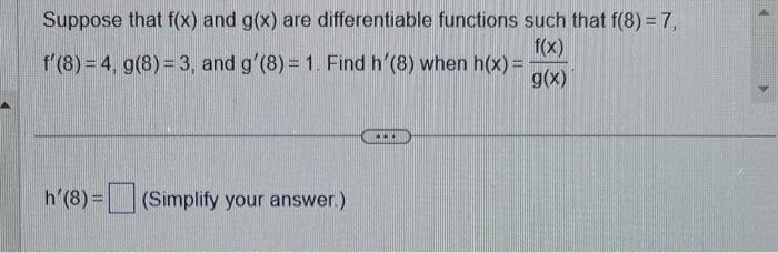 Solved Suppose that f(x) and g(x) are differentiable | Chegg.com