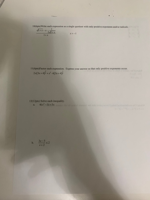 Solved 10(6pts) Write each expression as a single quotient | Chegg.com