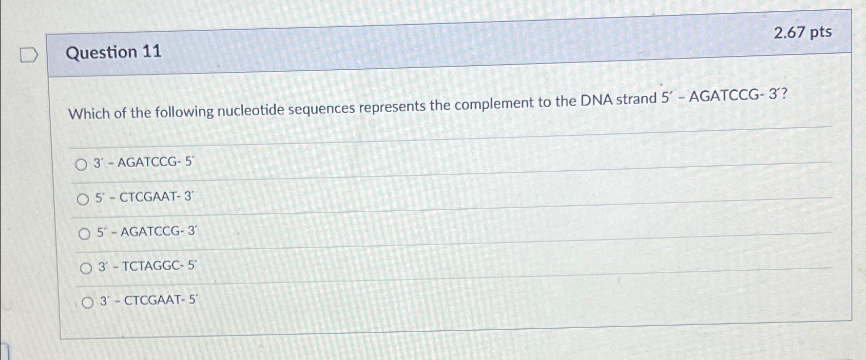 Question 112.67ptsWhich of the following nucleotide | Chegg.com