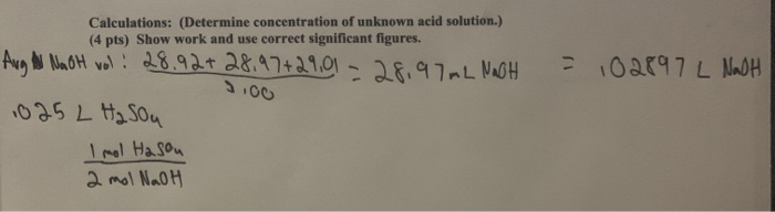 Calculations: (Determine concentration of unknown | Chegg.com