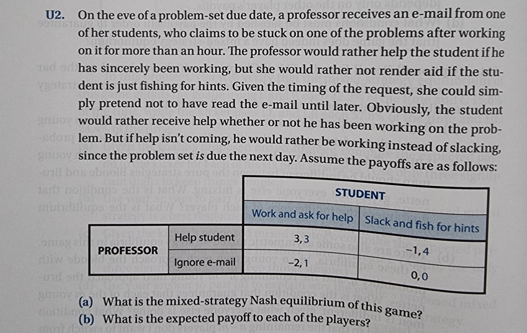 Solved U2. ﻿On the eve of a problem-set due date, a | Chegg.com