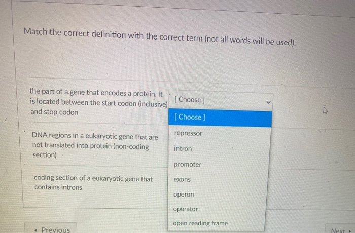 Solved Match the correct definition with the correct term | Chegg.com