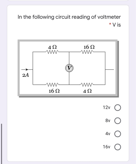 Solved In the following circuit reading of voltmeter * Vis | Chegg.com