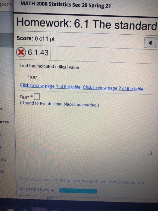 Solved GCPS MATH 2000 Statistics Sec 20 Spring 21 Homework: | Chegg.com