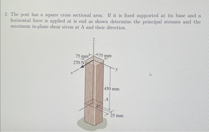 Solved 2. The post has a square cross sectional area. If it | Chegg.com