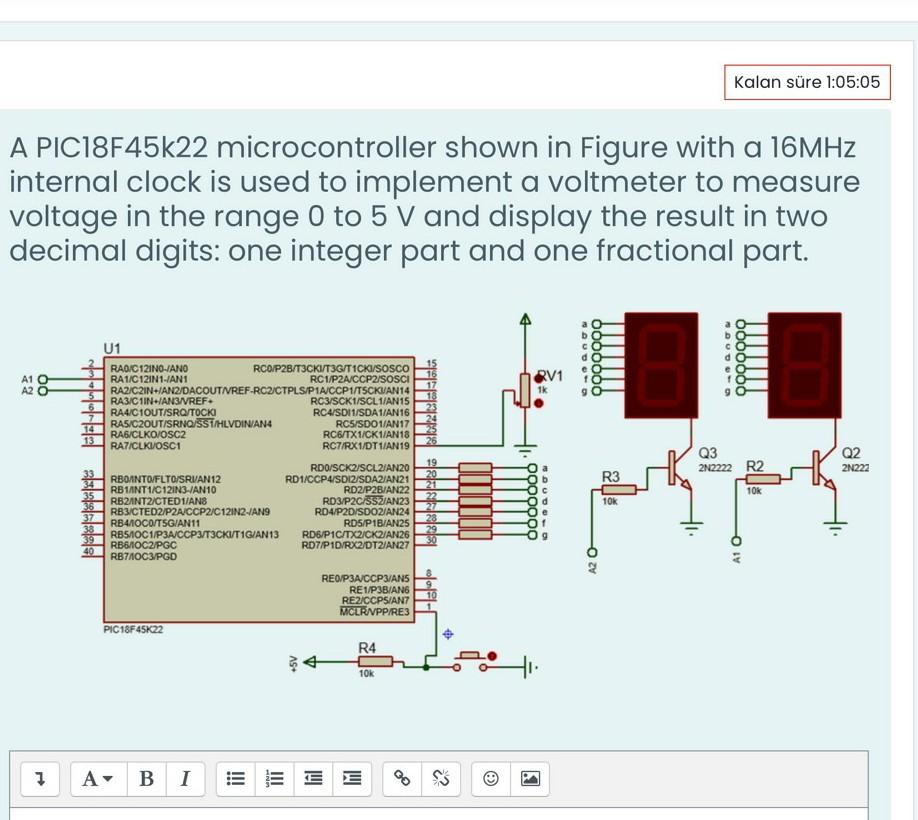 Solved A PICl8F45k22 microcontroller shown in Figure with a | Chegg.com