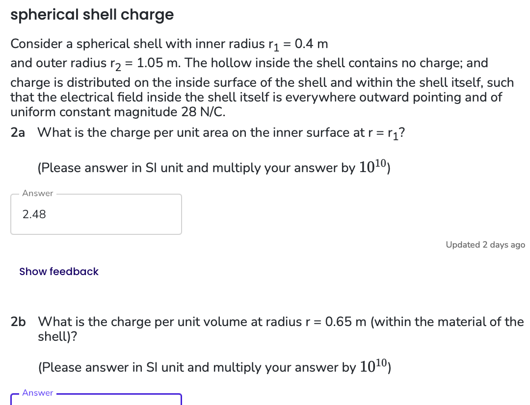 Solved Consider a spherical shell with inner radius | Chegg.com