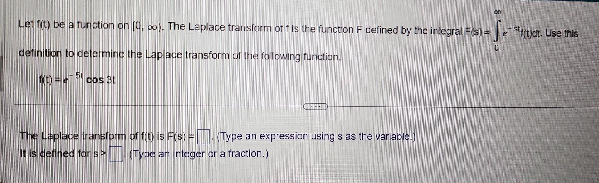 Solved Let f(t) be a function on [0,∞). The Laplace | Chegg.com