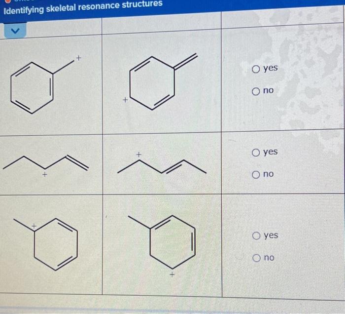 Solved Decide whether each row is a set of resonance | Chegg.com