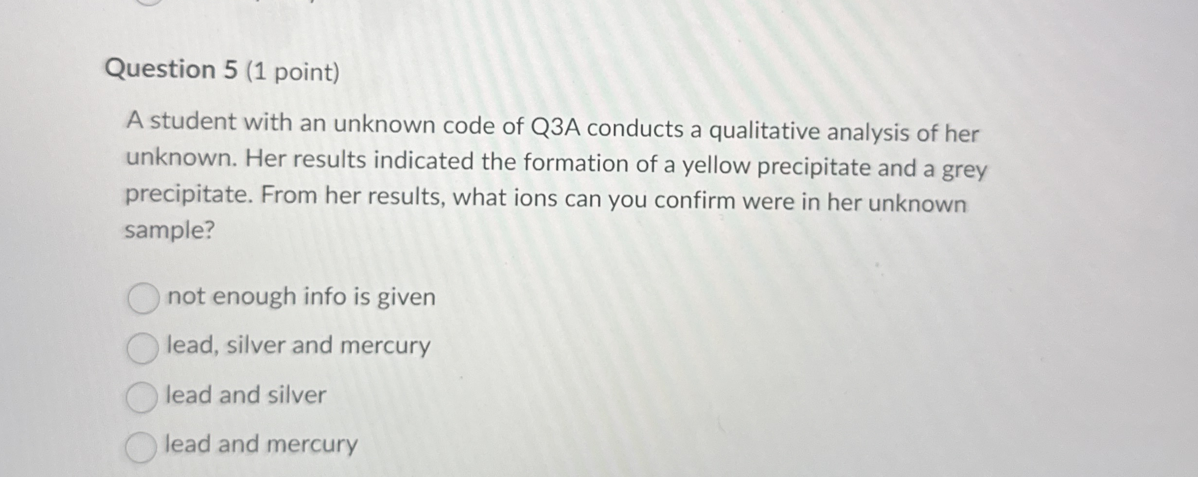 Solved Question 5 (1 ﻿point)A student with an unknown code | Chegg.com
