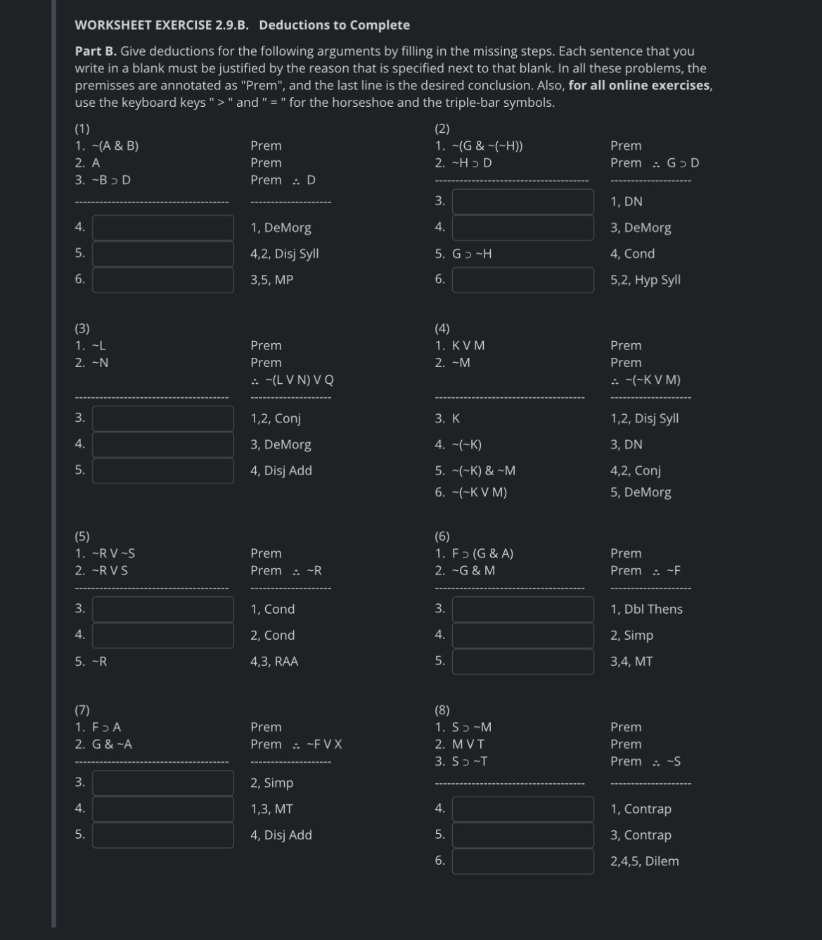 Solved WORKSHEET EXERCISE 2.9.B. ﻿Deductions to Complete | Chegg.com