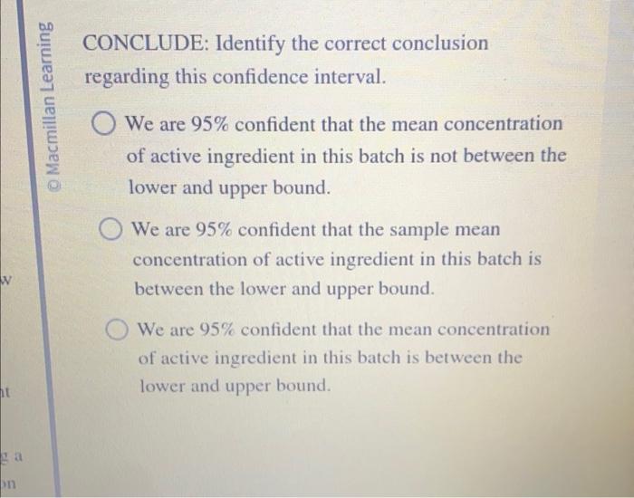 Solved CONCLUDE: Identify the correct conclusion regarding | Chegg.com
