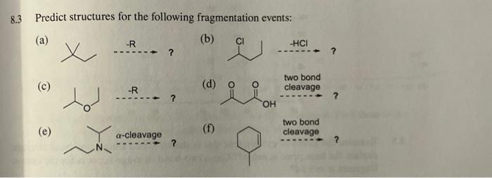 Solved 3 Predict structures for the following fragmentation | Chegg.com