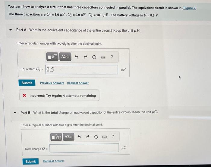 Solved Learning Goal: To calculate capacitance, voltage, and | Chegg.com