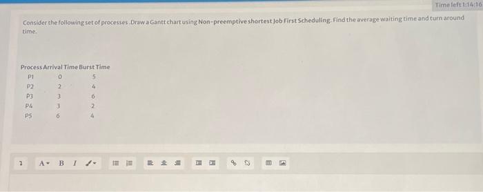 Solved Consider The Following Set Of Processes Draw A Gantt