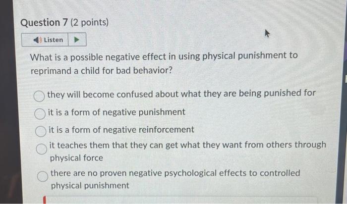 Solved What is a possible negative effect in using physical | Chegg.com