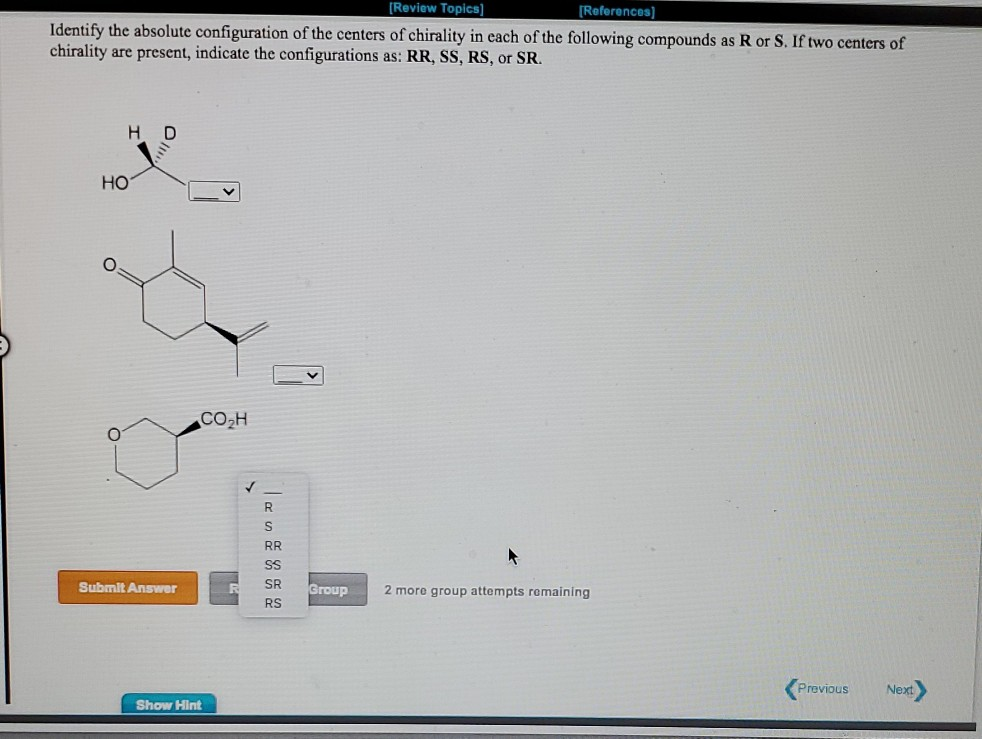 Solved [References) Identify the absolute configuration of | Chegg.com