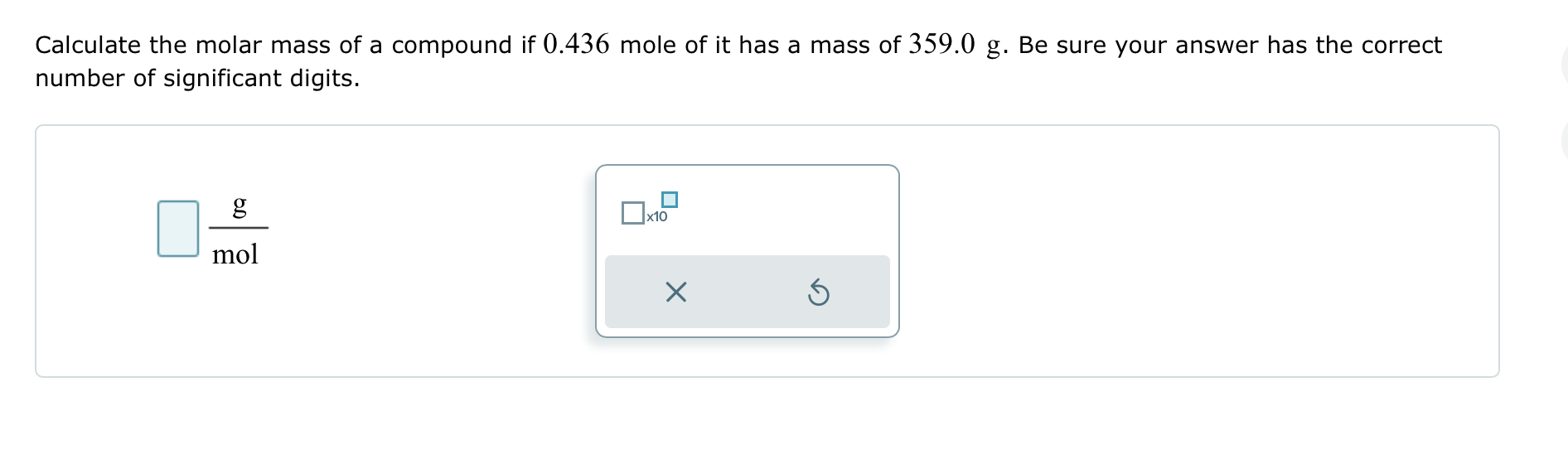 Solved Calculate the molar mass of a compound if 0.436 ﻿mole | Chegg.com