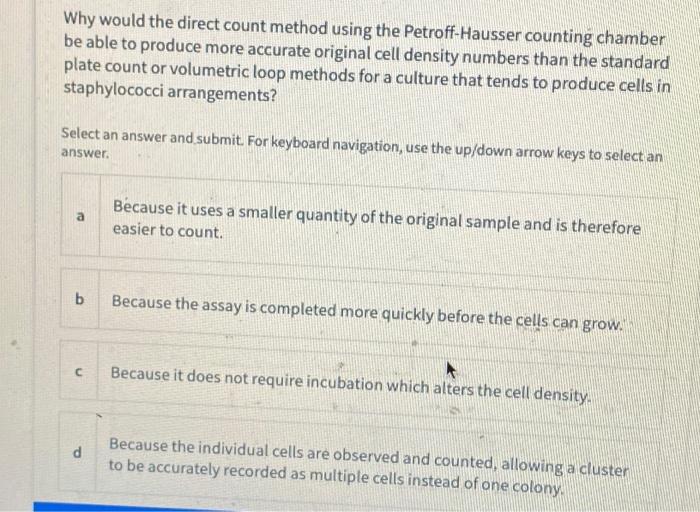 Solved Why would the direct count method using the | Chegg.com