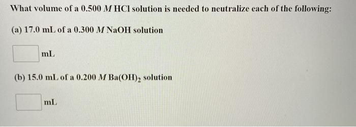 Solved How many milliliters of a 4.31 M H2SO4 solution are | Chegg.com