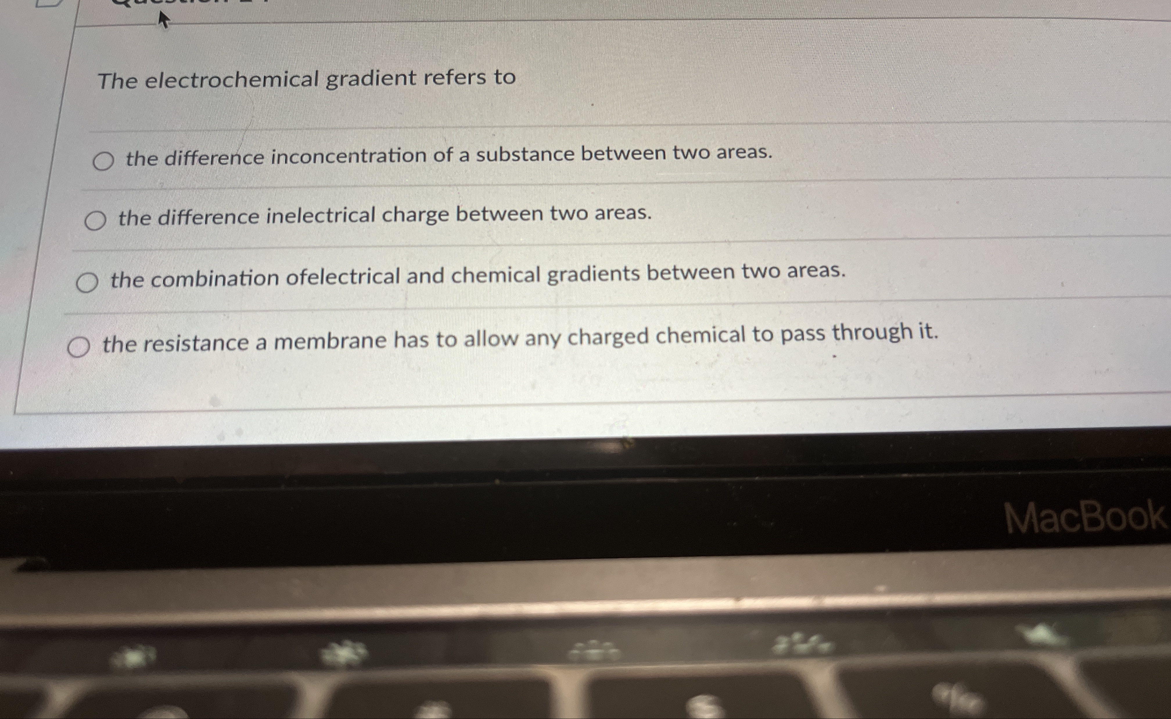Solved The electrochemical gradient refers tothe difference | Chegg.com