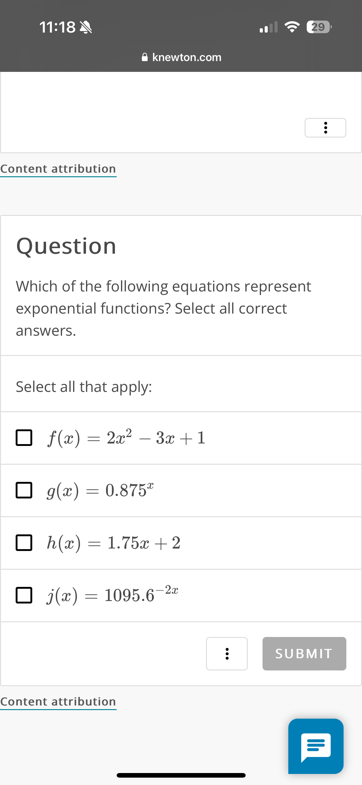Solved 11:1829knewton.comContent attributionQuestionWhich of | Chegg.com
