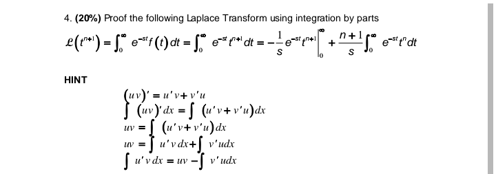 Solved 4. 20%) Proof the following Laplace Transform using | Chegg.com