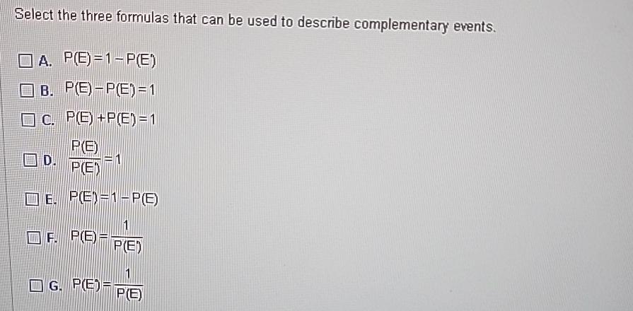 Solved Select the three formulas that can be used to | Chegg.com