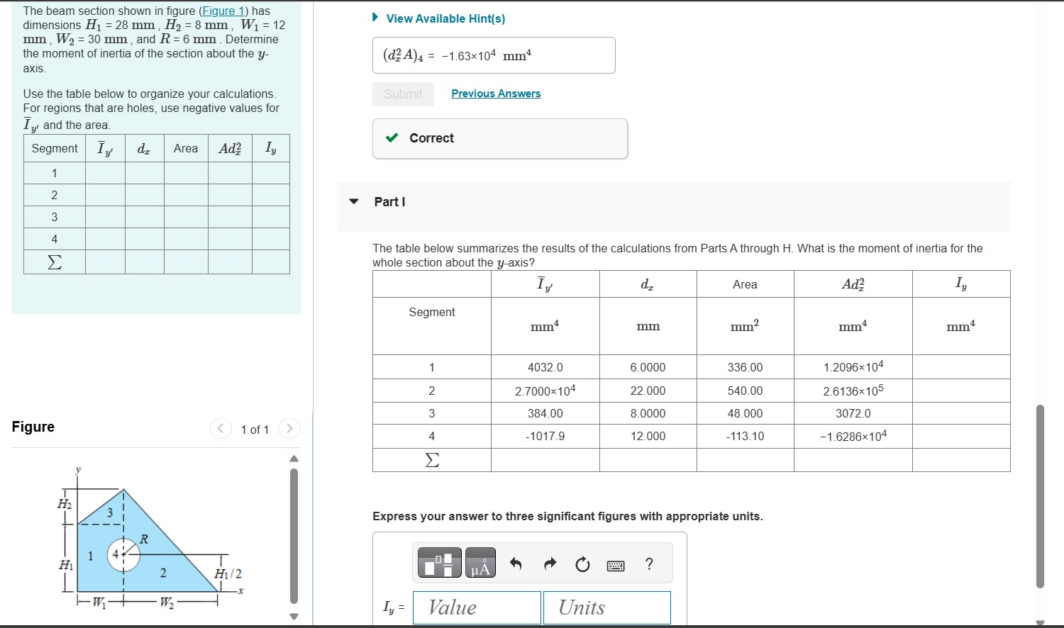 Solved The beam section shown in ﻿figure (Figure 1) | Chegg.com