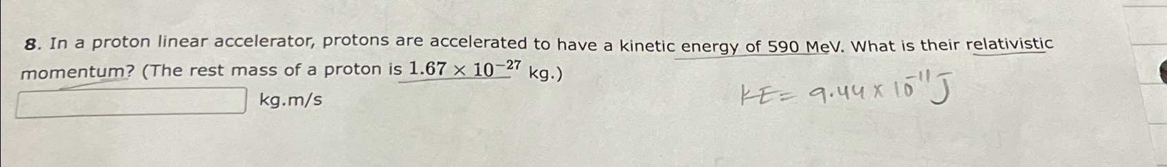 Solved In a proton linear accelerator, protons are | Chegg.com