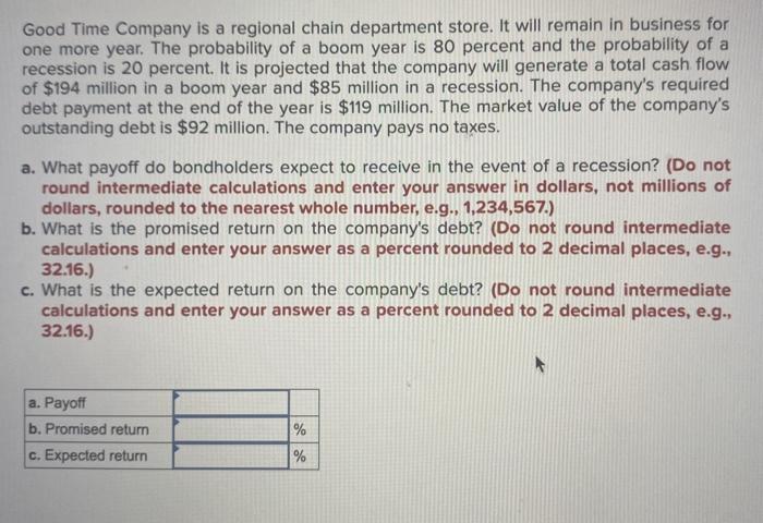 Solved Good Time Company is a regional chain department | Chegg.com