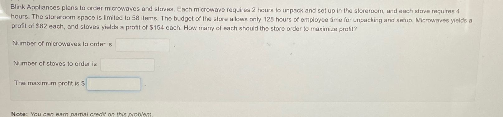 Solved Blink Appliances plans to order microwaves and | Chegg.com