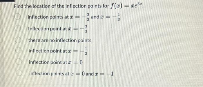 Solved Find the location of the inflection points for | Chegg.com