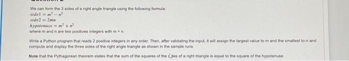 Solved We can form the 3 sides of a nght angle triangle | Chegg.com