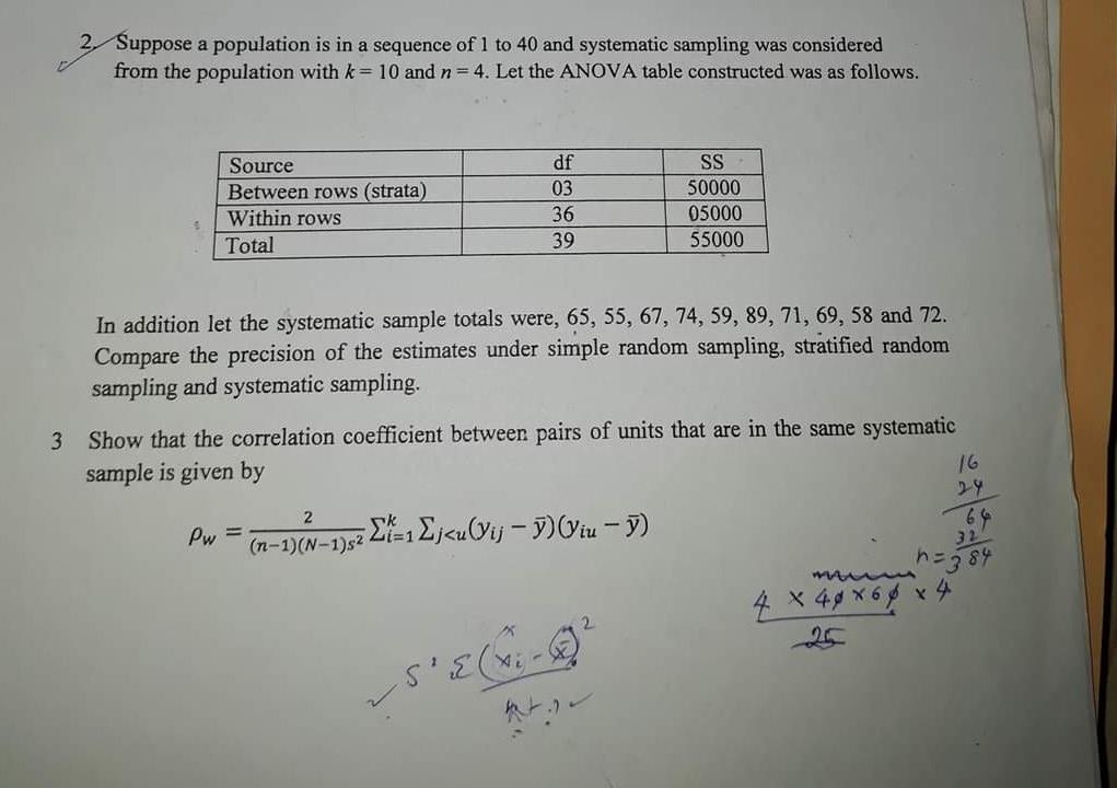 Solved 2. Suppose a population is in a sequence of 1 to 40 | Chegg.com