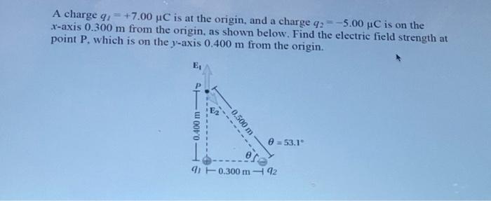 Solved A charge q1=+7.00μC is at the origin, and a charge | Chegg.com