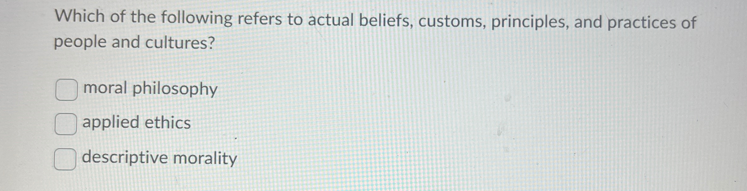Solved Which of the following refers to actual beliefs, | Chegg.com