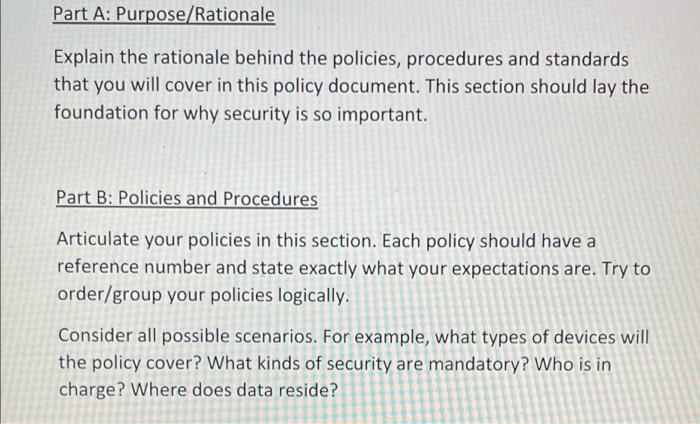Solved Part A: Purpose/Rationale Explain the rationale | Chegg.com