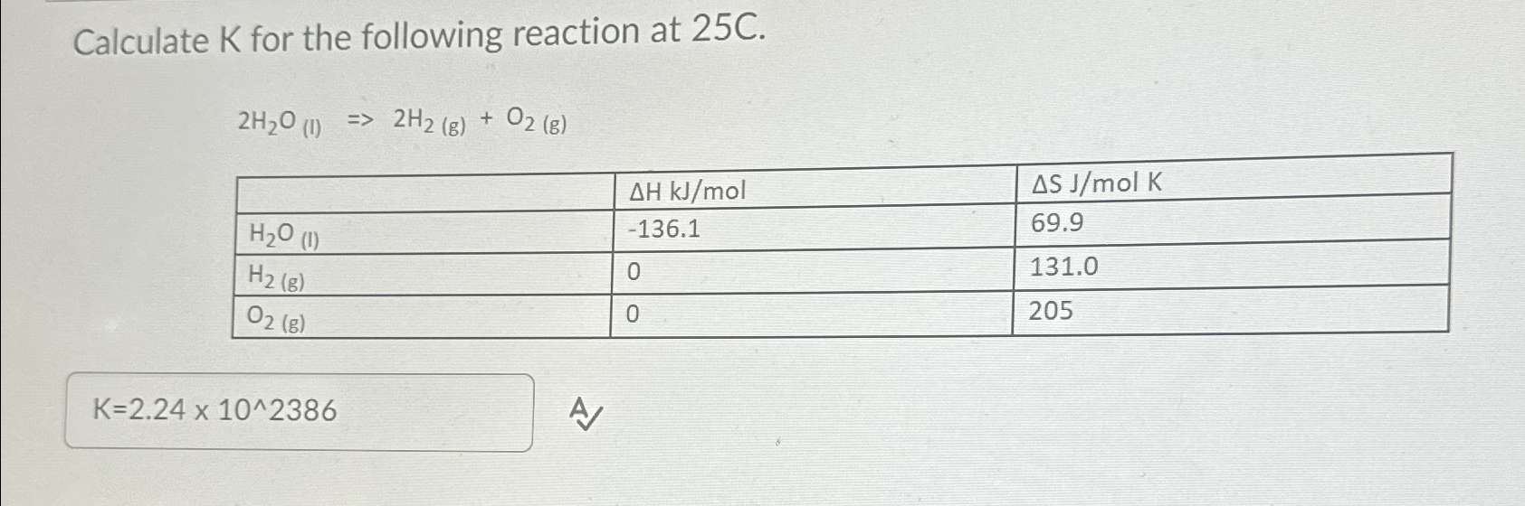 Solved Calculate K ﻿for the following reaction at | Chegg.com